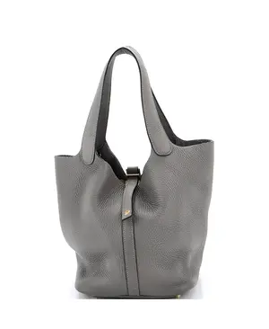 Hermès Mm Picotin Lock Bag Clemence - Gray