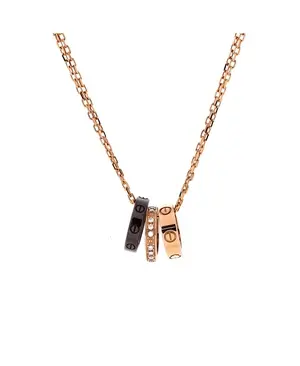 CARTIER Love 3 Ring Pendant Necklace - Pink