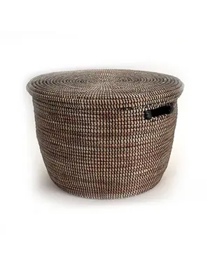 MBARE Flat Lid Storage Basket Monochrome Low Storage - Black