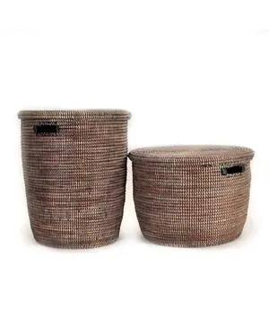 MBARE Flat Lid Storage Basket Monochrome Low Storage