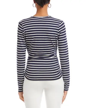 Karen Kane Long Sleeve Side Shirred Crossover Top