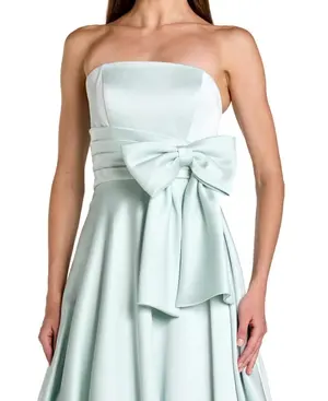 Mac Duggal Strapless Satin Ballgown With Bow Detail