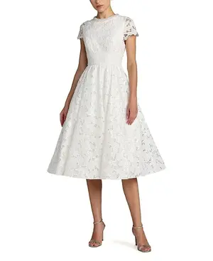 Mac Duggal Lace-embellished A-line Midi Dress - Ivory