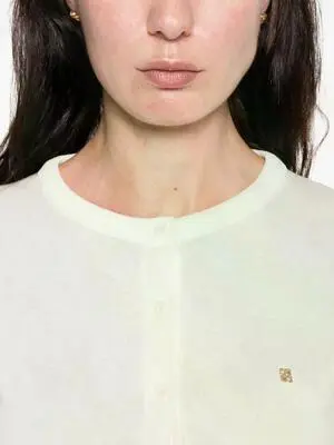 Sandro Cropped Round Neck Cardigan With Padded Shoulders