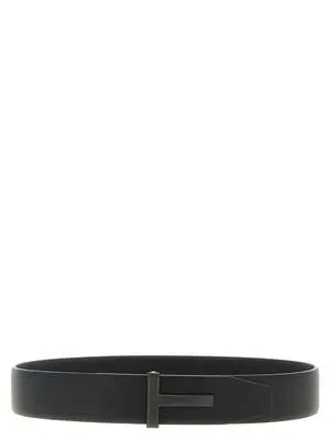 TOM FORD Hammered Leather Belt - Black