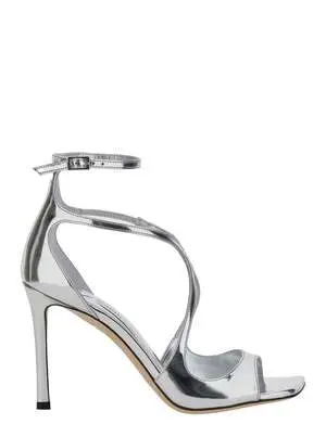 JIMMY CHOO Azia Metallic Stiletto Sandals - Grey