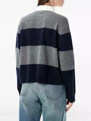 SPORTY & RICH Logo-embroidered Striped Polo Collar