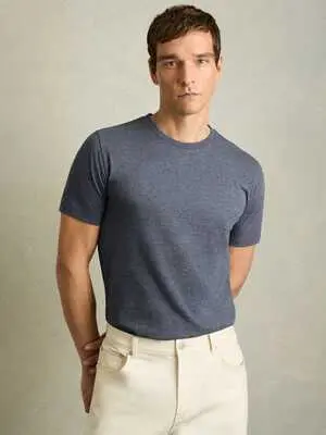 REISS Blessairforce Melange Bless Cotton Crew Neck T-shirt - Blue