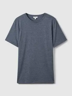 REISS Blessairforce Melange Bless Cotton Crew Neck T-shirt - Blue