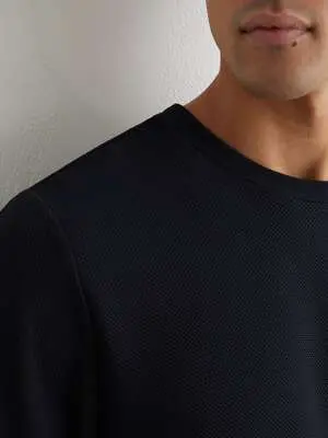 REISS Jack Textured Crew-neck Modern-fit T-shirt - Navy