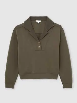 REISS Interlock Collar Sweatshirt - Khaki Green