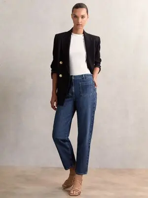 REISS Marcie Petite Straight-leg Jeans - Mid Blue