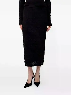BOSS Textured Panelled Midi Skirt - Black