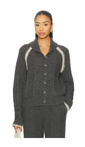 Guest In Residence Marlowe Cable Cardigan - Charcoal