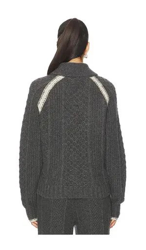 Guest In Residence Marlowe Cable Cardigan - Charcoal