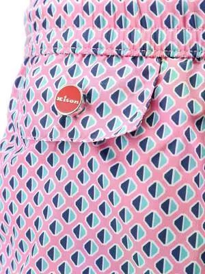 Kiton Geometric-pattern Swim Shorts - Red