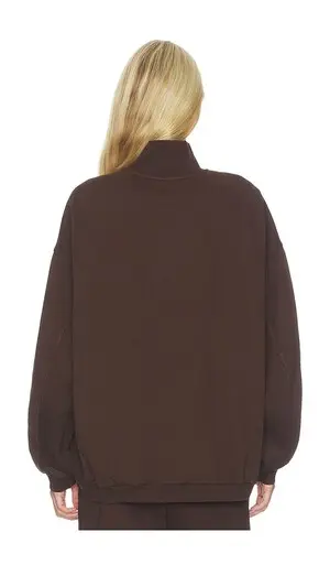 SKIMS Boyfriend Fleece Slouchy Turtleneck Pullover - Espresso
