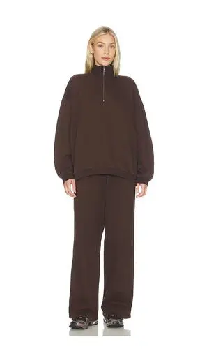 SKIMS Boyfriend Fleece Slouchy Turtleneck Pullover - Espresso
