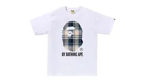 A BATHING APE Check Bathing Ape Tee Shirt - White/blue