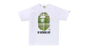 A BATHING APE Check Bathing Ape Tee Shirt - White/green