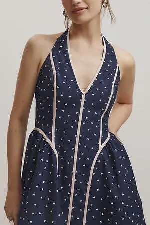 Maeve V-neck Waisted Halter Midi Dress