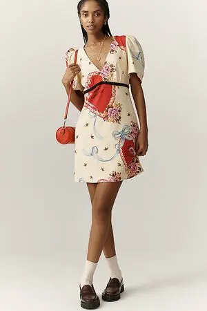 Maeve V-neck Puff-sleeve Dress