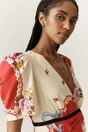 Maeve V-neck Puff-sleeve Dress