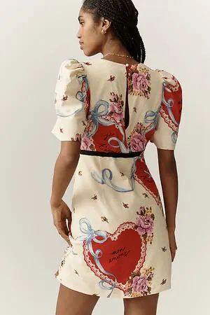 Maeve V-neck Puff-sleeve Dress