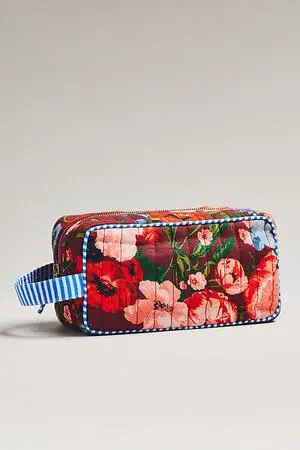 Maeve Patterned Puffy Cosmetic Bag - Maroon Floral