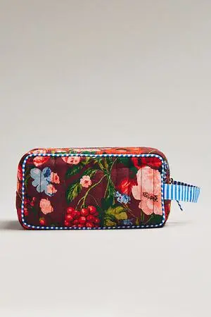 Maeve Patterned Puffy Cosmetic Bag - Maroon Floral