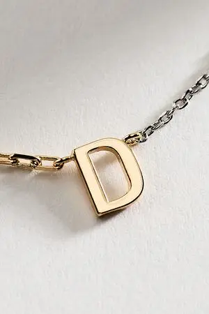 Anthropologie Mixed Metal Delicate Monogram Necklace D