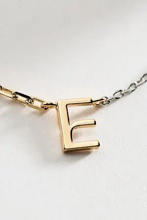 Anthropologie Mixed Metal Delicate Monogram Necklace - E