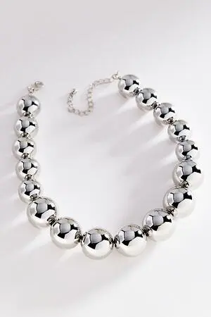 Anthropologie Chunky Ball Chain Collar Necklace - Silver