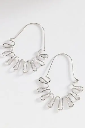Anthropologie Sculpted Loop Hoop Earrings - Silver