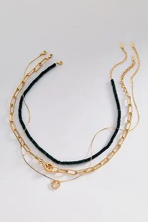 Anthropologie Shades Of Sea Layering Necklaces Blue Pattern