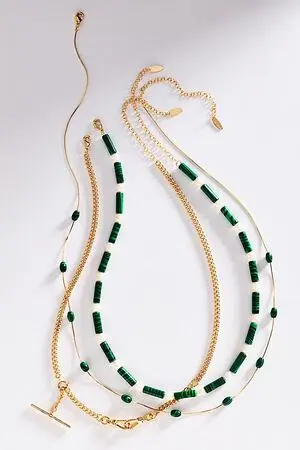 Anthropologie Shades Of Sea Layering Necklaces - Green Pattern