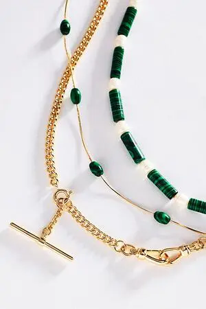 Anthropologie Shades Of Sea Layering Necklaces - Green Pattern