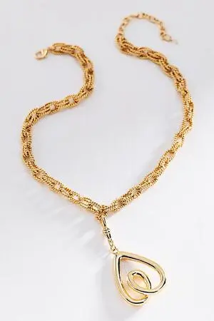 Anthropologie Heart Pendant Necklace - Gold
