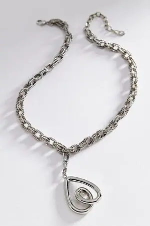 Anthropologie Heart Pendant Necklace - Silver