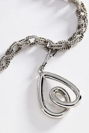 Anthropologie Heart Pendant Necklace - Silver