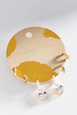 Anthropologie Crystal Droplet Earring Set - White