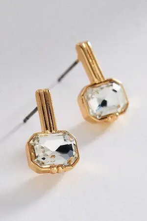 Anthropologie Square Crystal Drop Earrings - Clear