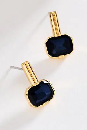 Anthropologie Square Crystal Drop Earrings - Sapphire