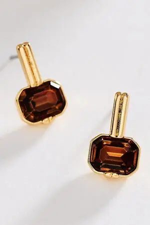 Anthropologie Square Crystal Drop Earrings - Topaz