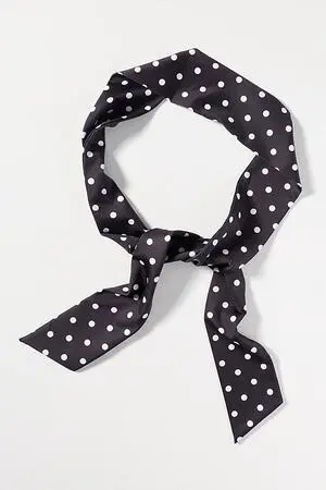 Anthropologie Polka Dot Hair Scarf - Black & White