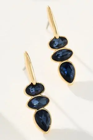 Anthropologie Mixed Crystal Drop Earrings - Sapphire