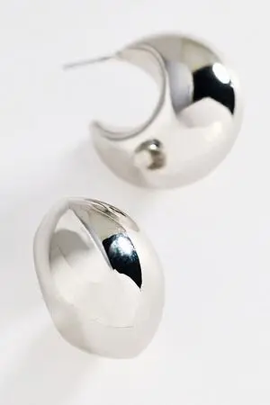 Anthropologie Chunky Puff Hoop Earrings - Silver