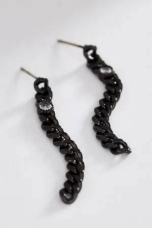Anthropologie Linked Chain Drop Earrings - Gunmetal