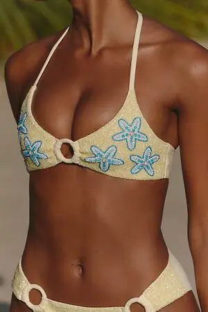 OCEANUS Embellished Bikini Top