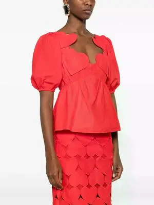 Farm Rio Heart Puff-sleeve Blouse